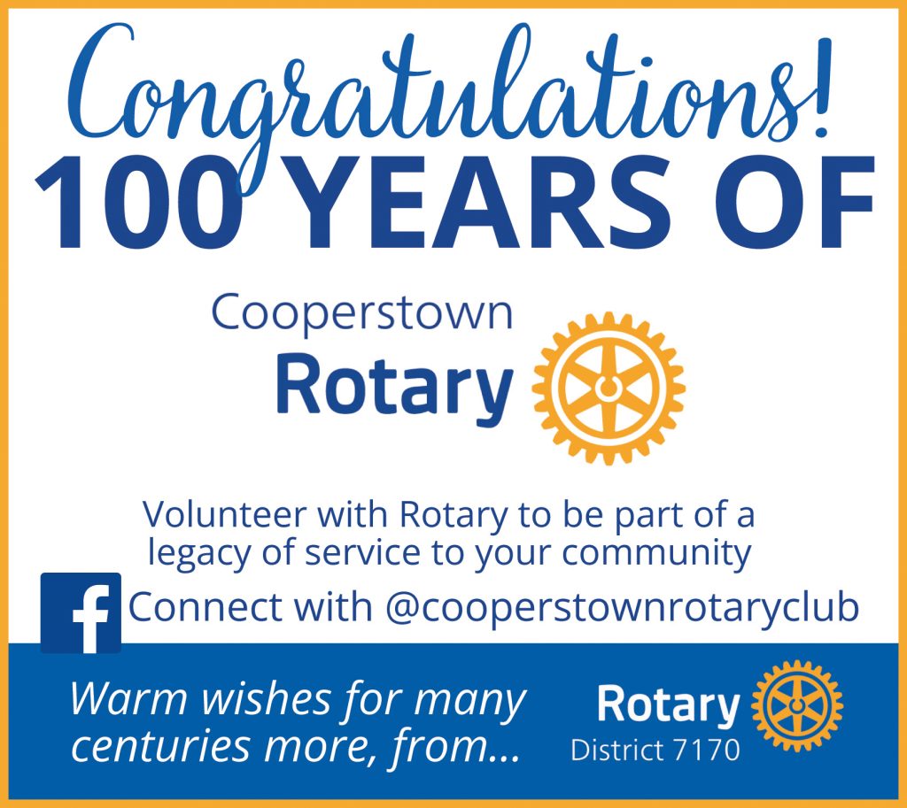 Rotary 100th Anniversary Congratulations – All Otsego